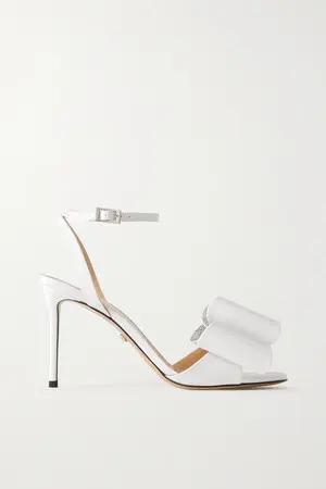 Mach & Mach Le Cadeau Crystal-embellished Satin Sandals - White