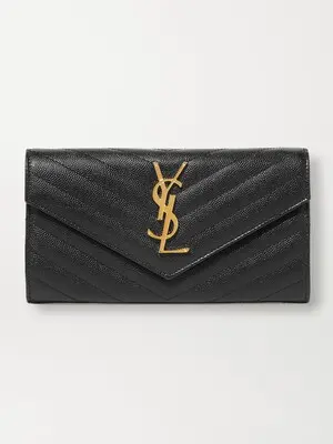 Saint Laurent Monogramme Quilted Textured-leather Wallet - Black
