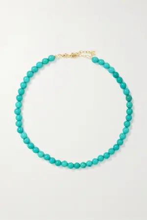 Mateo 14-karat Turquoise Beaded Anklet - Gold