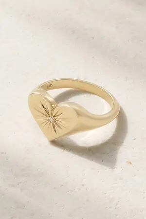MARLO LAZ Heart 14-karat Diamond Signet Ring - Gold