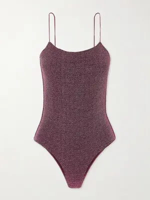 Oseree Oséree Lumière Stretch-Lurex Swimsuit Purple