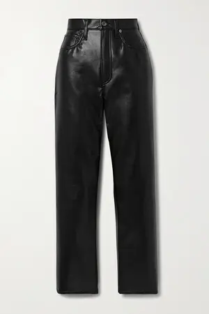 AGOLDE Net Sustain 90s Pinch Waist Leather-blend Straight-leg Pants - Black