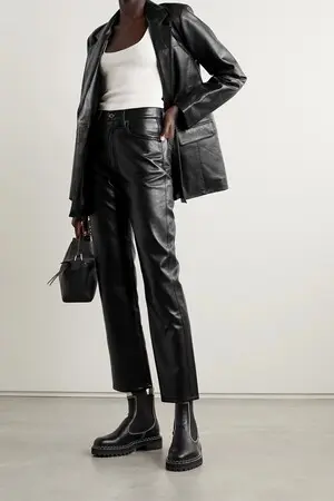 AGOLDE Net Sustain 90s Pinch Waist Leather-blend Straight-leg Pants - Black
