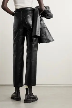 AGOLDE Net Sustain 90s Pinch Waist Leather-blend Straight-leg Pants - Black