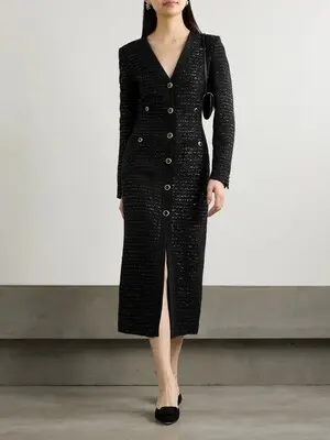 Alessandra Rich Sequined Tweed Midi Dress