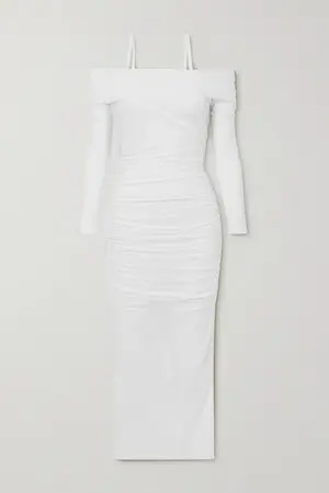 Dolce & Gabbana Cold-shoulder Ruched Maxi Dress - White