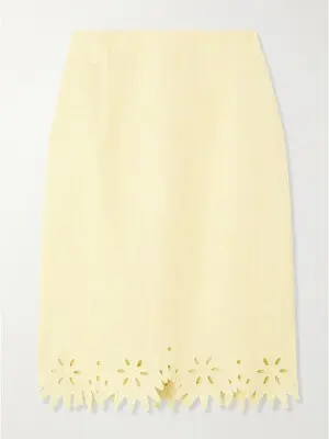 Bottega Veneta Broderie Anglaise Pencil Skirt - Ivory