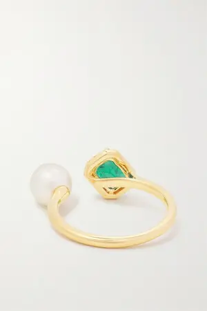 Shay 18-karat Diamond, Emerald And Pearl Ring