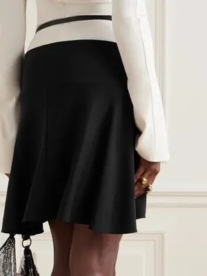 COURREGES Belted Leather-trimmed Mini Skirt