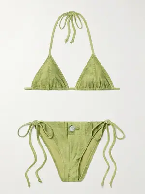 Acne Studios Printed Triangle Bikini - Green