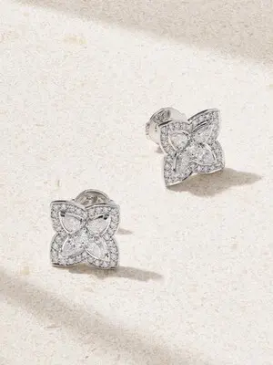 DE BEERS LONDON Lotus 18-karat White Diamond Earrings - Gold