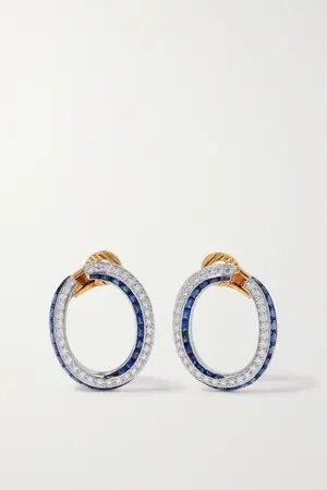 Fred Leighton 18-karat Sapphire And Diamond Hoop Earrings - Gold