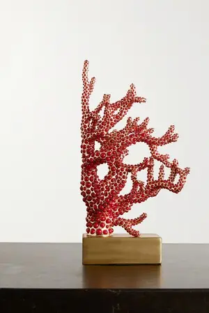 L'Objet Faux Coral And Gold-plated Bookend - Red