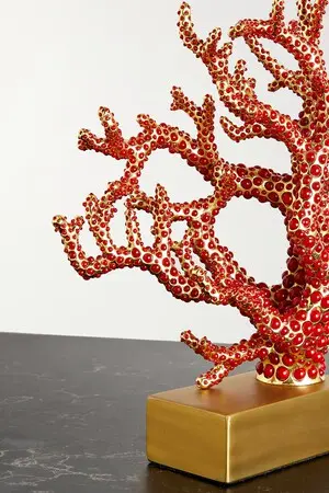 L'Objet Faux Coral And Gold-plated Bookend