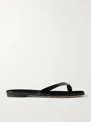 AeydĒ Renee Leather Flip Flops - Black