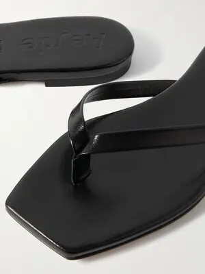AeydĒ Renee Leather Flip Flops - Black
