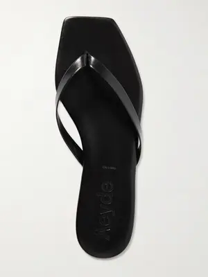 AeydĒ Renee Leather Flip Flops - Black
