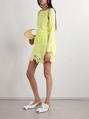 Acne Studios Wrap-effect Lace-trimmed Mini Dress