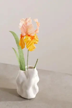 Completedworks Sister Studio Ashby Iris Flower Paper And Ceramic Vase - White