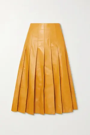 Loro Piana Pleated Leather Skirt
