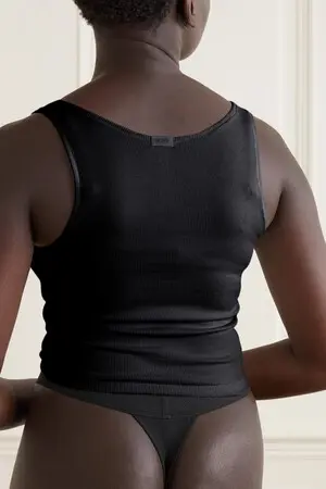 SKIMS Ribbed Cotton-blend Jersey Tank - Black
