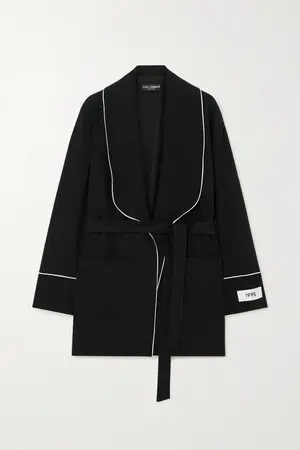Dolce & Gabbana Belted Stretch-wool Jacket - Black
