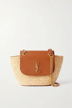 Saint Laurent Manon Mini Raffia Shoulder Bag - Brown