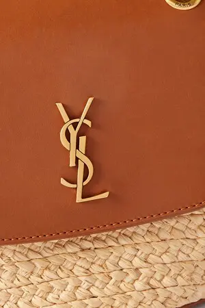 Saint Laurent Manon Mini Raffia Shoulder Bag - Brown