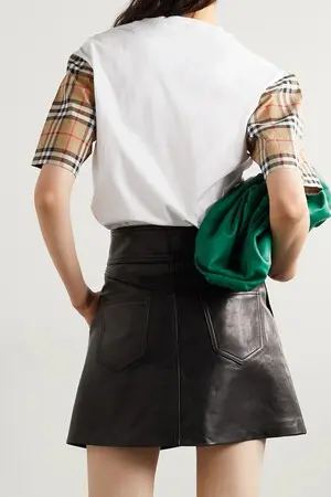 Burberry Checked Poplin-trimmed T-shirt - White