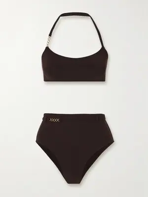 LIDO Sessantacinque Chain-embellished Halterneck Bikini - Brown