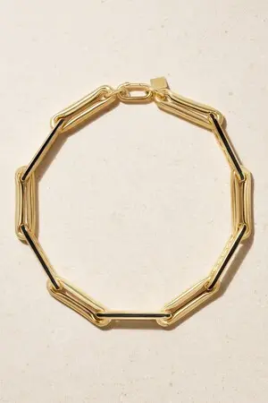 Lauren Rubinski 14-karat And Enamel Link Necklace - Gold