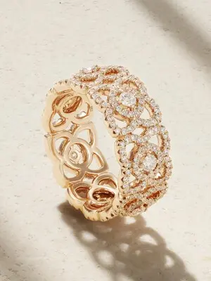 DE BEERS LONDON 18-karat Rose Diamond Lotus Motif Ring - Gold