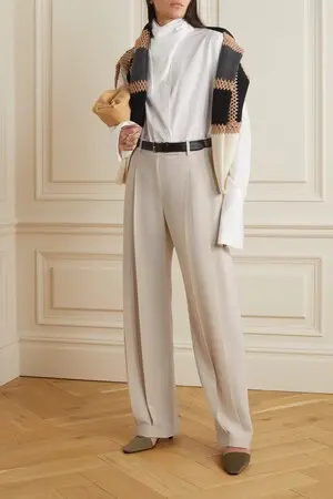 Brunello Cucinelli Pleated Woven Straight-leg Pants