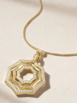 David Yurman Zig Zag Stax Diamond Necklace - Gold