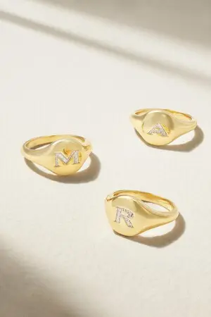 David Yurman Initial 18-karat Diamond Signet Ring