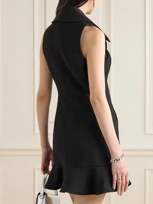 GANNI Paneled Ruffled Crepe Mini Dress