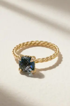 David Yurman Chatelaine Topaz And Diamond Ring - Gold