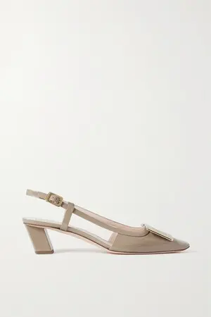 ROGER VIVIER Belle Vivier 45 Patent-leather Slingback Pumps - Brown