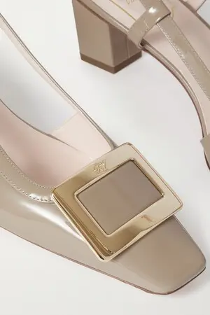 ROGER VIVIER Belle Vivier 45 Patent-leather Slingback Pumps - Brown