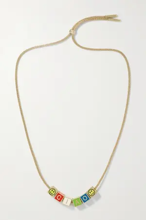 Lauren Rubinski Ciao 14-karat And Enamel Necklace - Gold