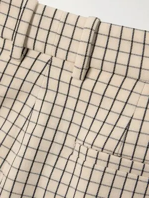 Tory Burch Checked Cropped Twill Tapered Trousers