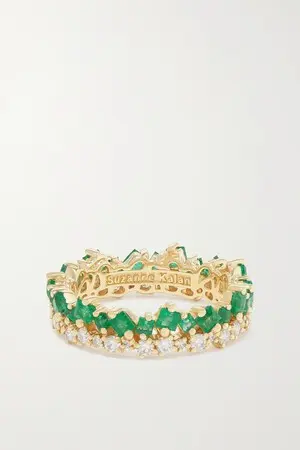 SUZANNE KALAN Eternity 18-karat Emerald And Diamond Ring - Gold