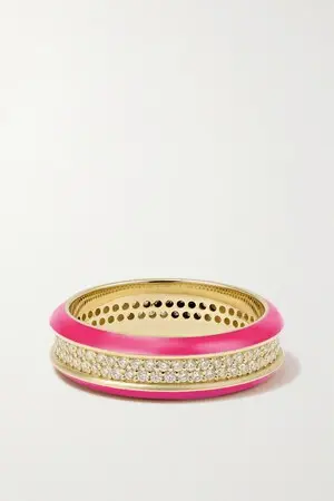 Lauren Rubinski 14-karat Gold, Enamel And Diamond Ring