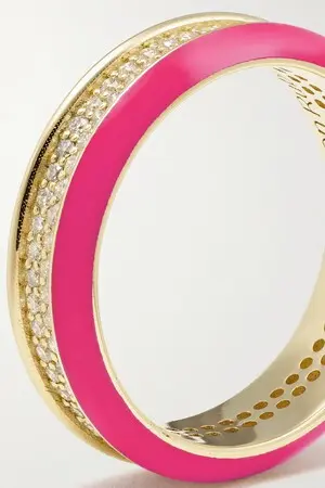 Lauren Rubinski 14-karat Gold, Enamel And Diamond Ring