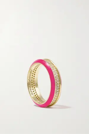 Lauren Rubinski 14-karat Gold, Enamel And Diamond Ring