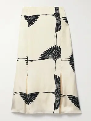 Khaite Levy Pleated Printed Midi Skirt - Yellow