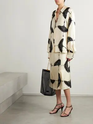 Khaite Levy Pleated Printed Midi Skirt