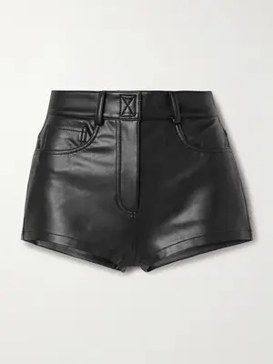 Norma Kamali Ultra Mini Leather-like Shorts - Black