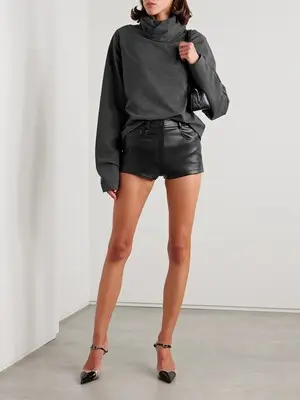 Norma Kamali Ultra Mini Leather-like Shorts - Black