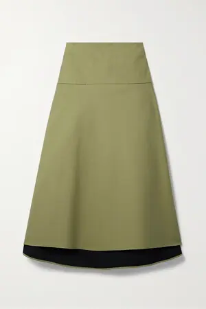 Another Tomorrow Cotton-twill Midi Skirt